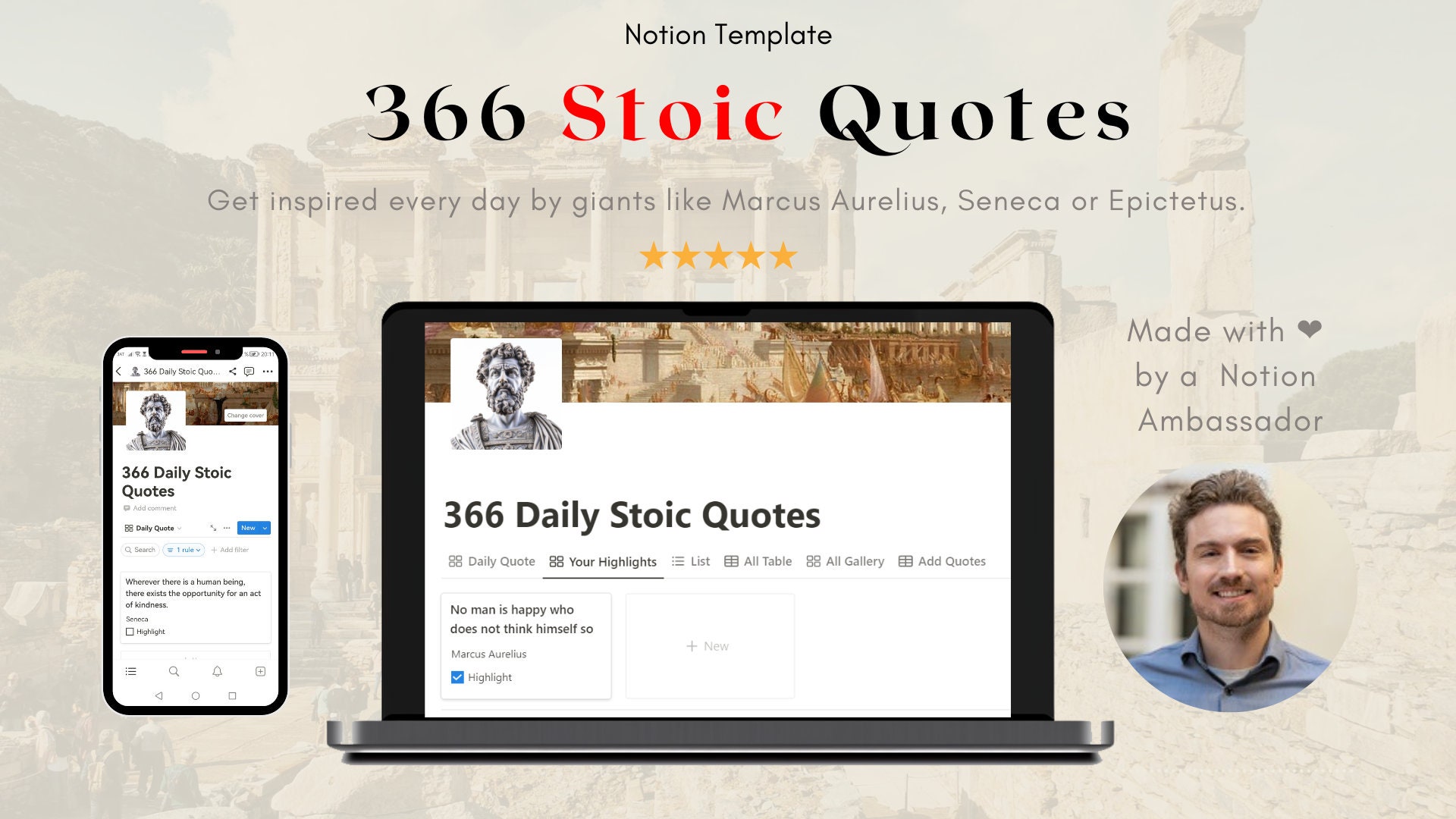365 Days of Stoic Wisdom: Daily Quote Notion Template - Journey Through ...