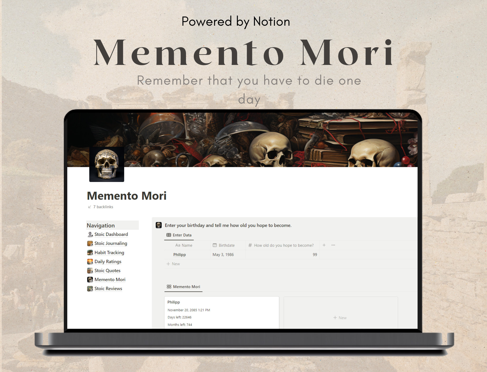 Stoic Template Bundle for Notion - Journaling, Habit-tracker, Memento Mori Tracker, Stoic Book ...