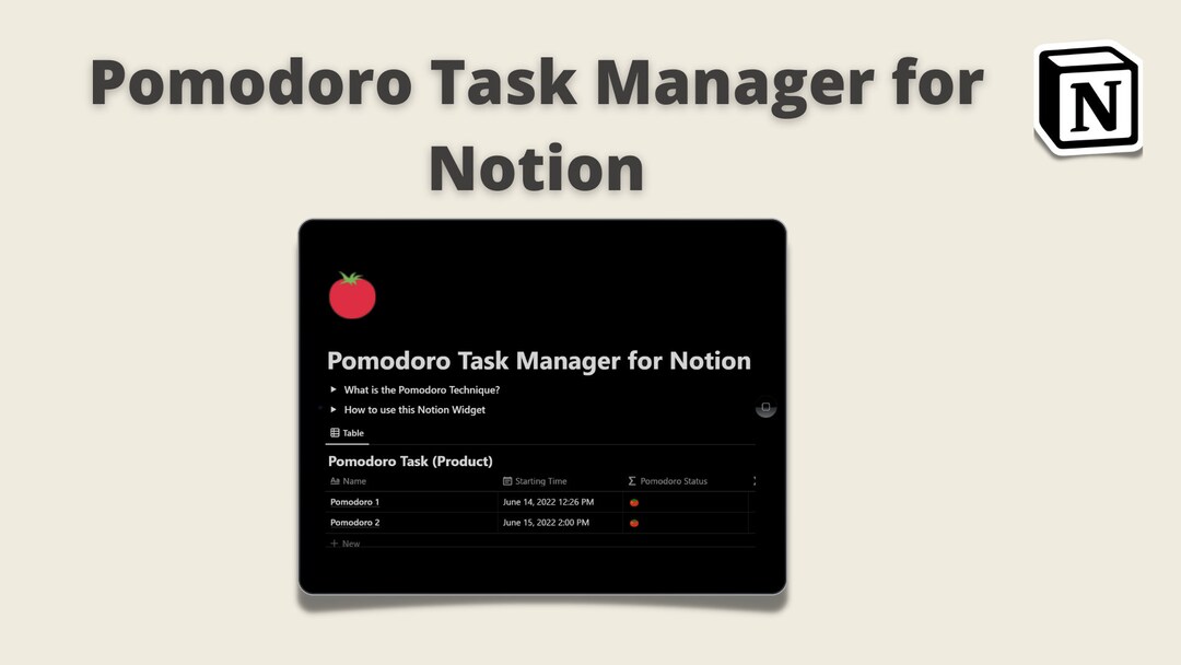 Pomodoro Task Manager Template for Notion, Business Template, ADHD ...