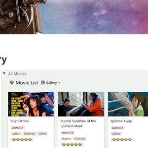 MOVIE List Template for Notion, Select Movies to Watch, Favorite Movies ...