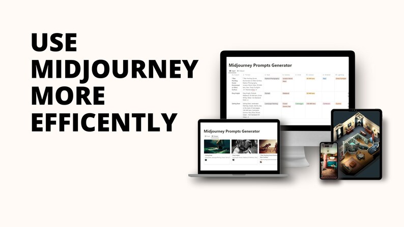 Midjourney Prompts Generator for Notion, AI Image Generator, Notion Template, Notion for Visual ...