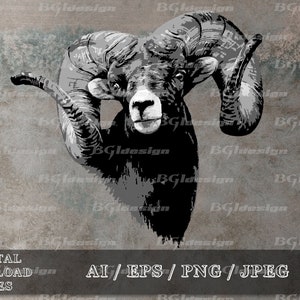 Bighorn Ram 4 Vector Eps / Ai / Svg / Pdf / Dxf / Png / Jpeg Bighorn ...