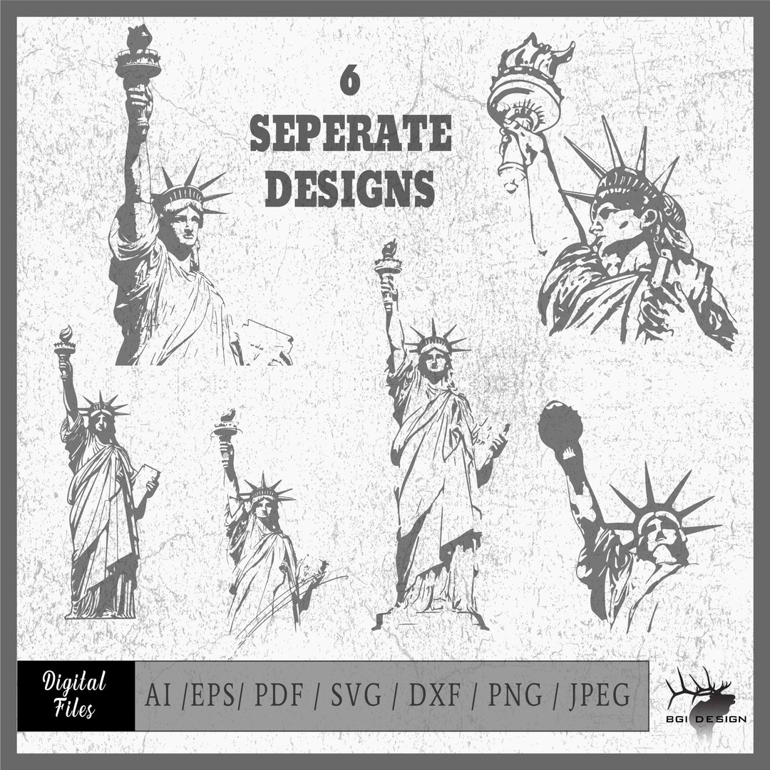 Lady Liberty Vector Bundle Eps / Ai / Svg / Pdf / Dxf / Png / Jpeg ...