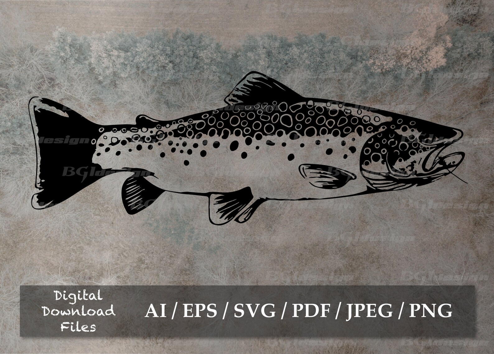 Fishing 1 Vector Eps / Ai / Svg / Png Fish Fishing - Etsy