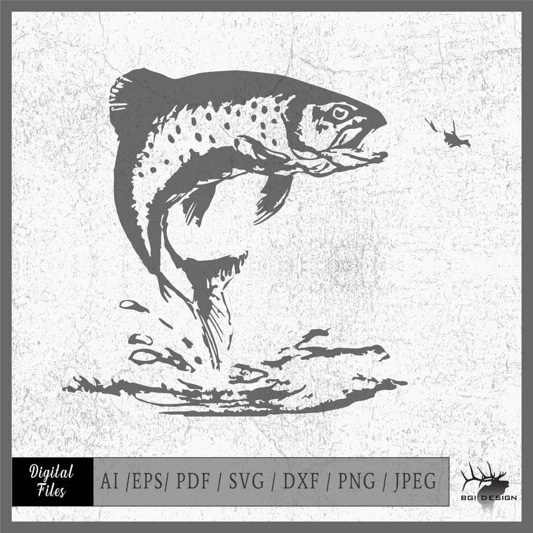 Trout 2 Vector Eps / Ai / Svg / Pdf / Dxf / Png / Jpeg Fish Fishing - Etsy