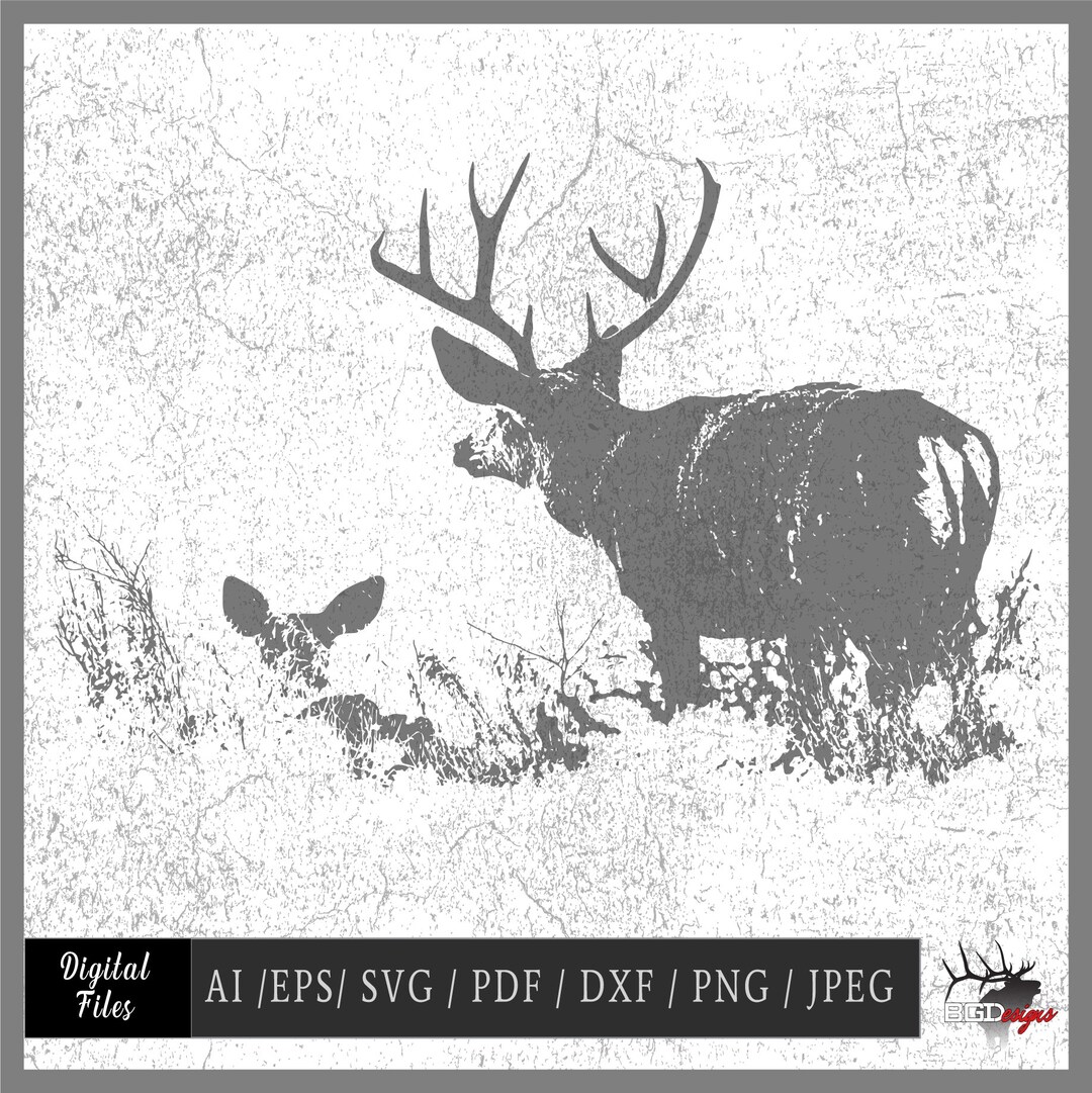 Mule Deer 8380R Vector Eps / Ai / Svg / Pdf / Dxf / Png / Jpeg Buck ...