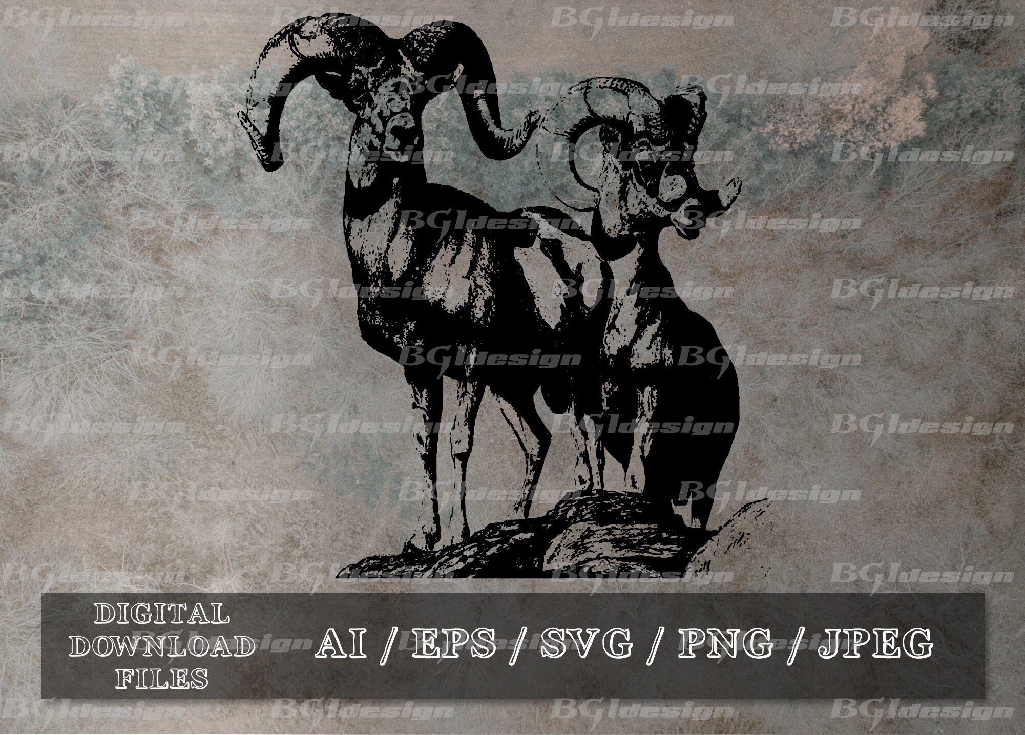 Bighorn Ram 3 Vector Eps / Ai / Svg / Png Bighorn Sheep - Etsy Canada