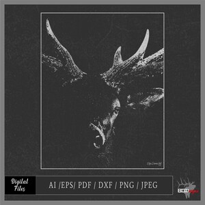 Elk Face 01 Vector Eps / Ai / Pdf / Dxf / Jpeg /png Bull Elk - Etsy