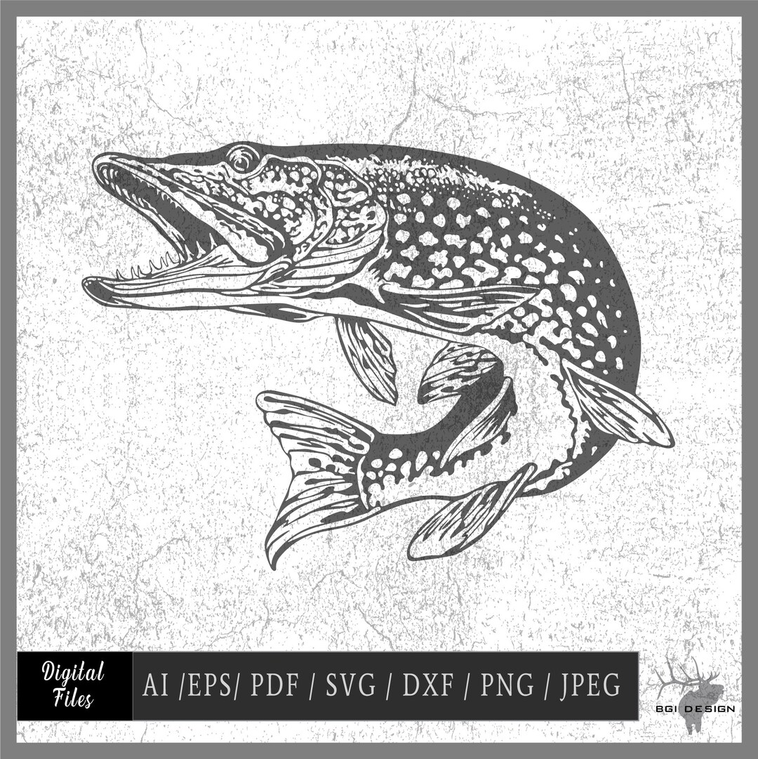 Pike 676P Vector Eps / Ai / Svg / Dxf / Jpeg / Pdf / Png Fish Fishing ...