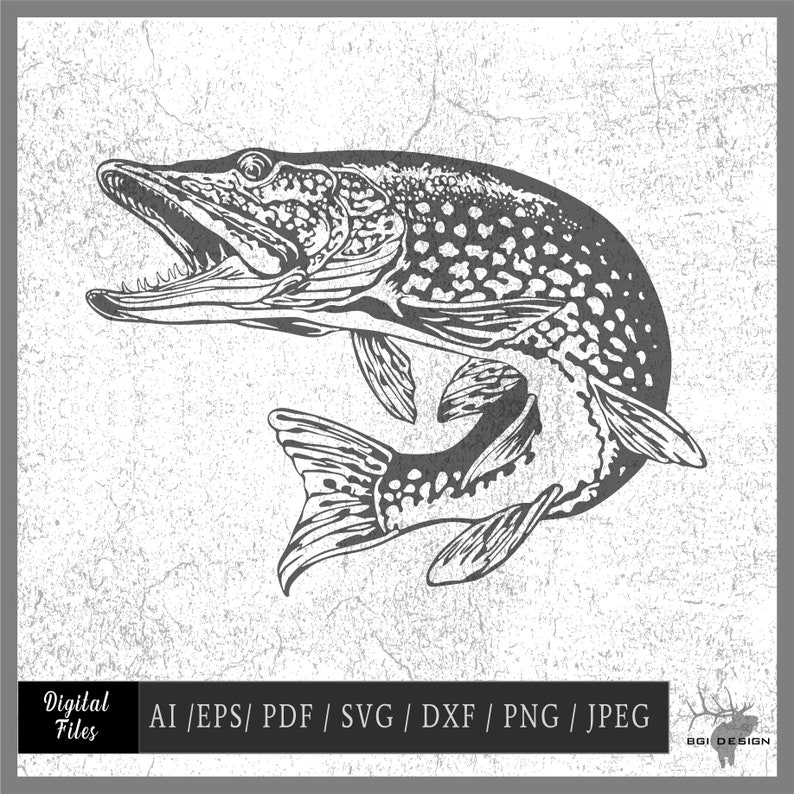 Pike 676P Vector Eps / Ai / Svg / Dxf / Jpeg / Pdf / Png Fish Fishing ...
