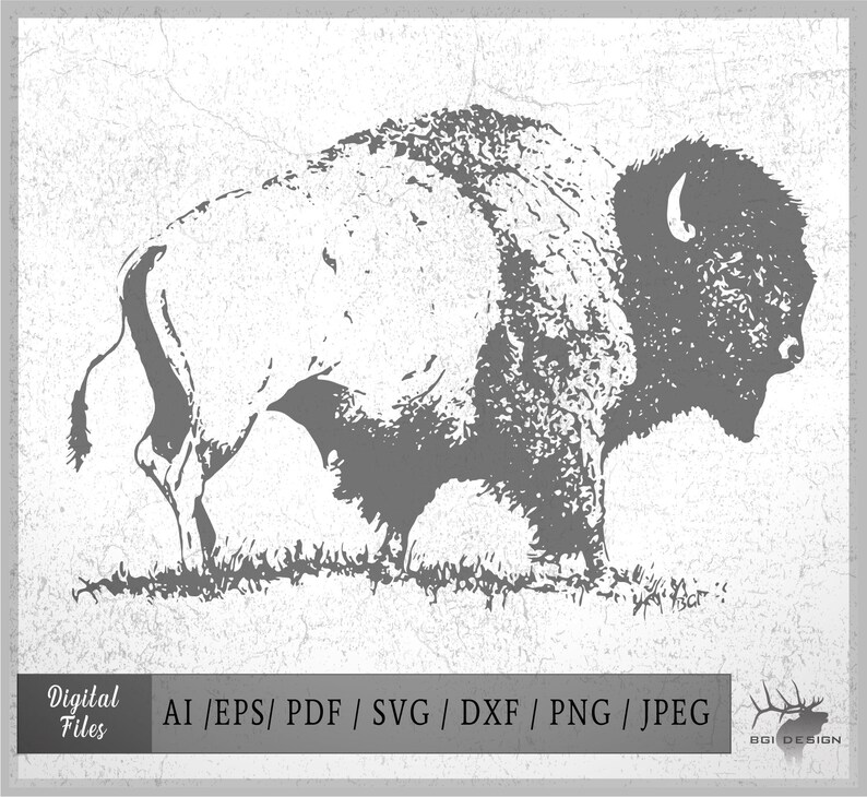 Bison 3 Vector Eps / Ai / Pdf / Svg / Dxf / Png / Jpeg Buffalo | Etsy
