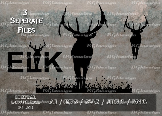 Elk Bull 3v Vector Eps / Ai / Svg / Png Bull Elk - Etsy