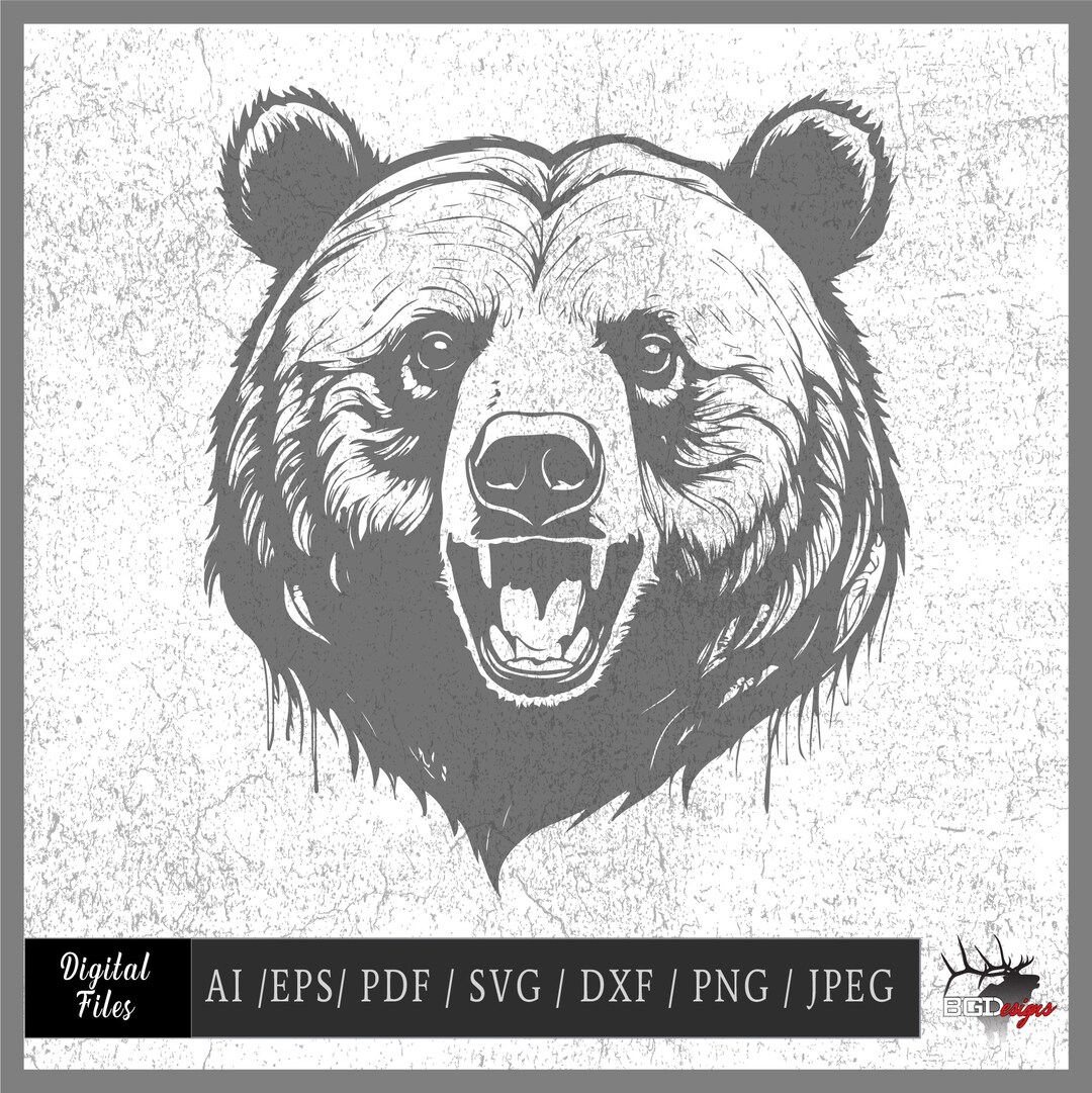Bear 7 Vector Eps / Ai / Svg / Dxf / Pdf / Jpeg / Png - Etsy