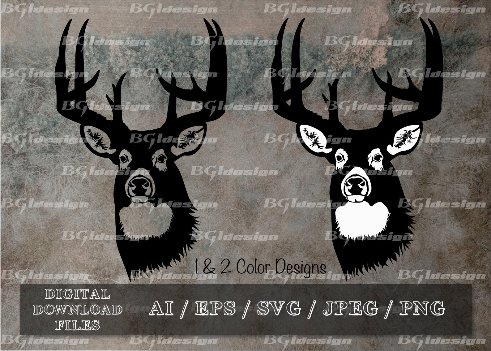 Whitetail Bust Buck Vector Eps / Ai / Pdf / Svg / Png / Jpeg | Etsy