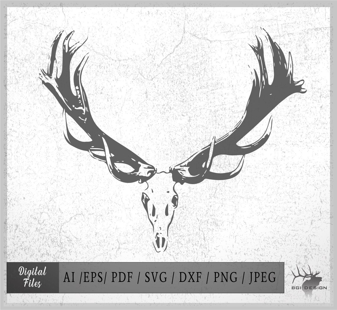 Elk Skull 5 Vector Eps / Ai / Svg / Dxf / Pdf / Png / Jpeg Elk - Etsy