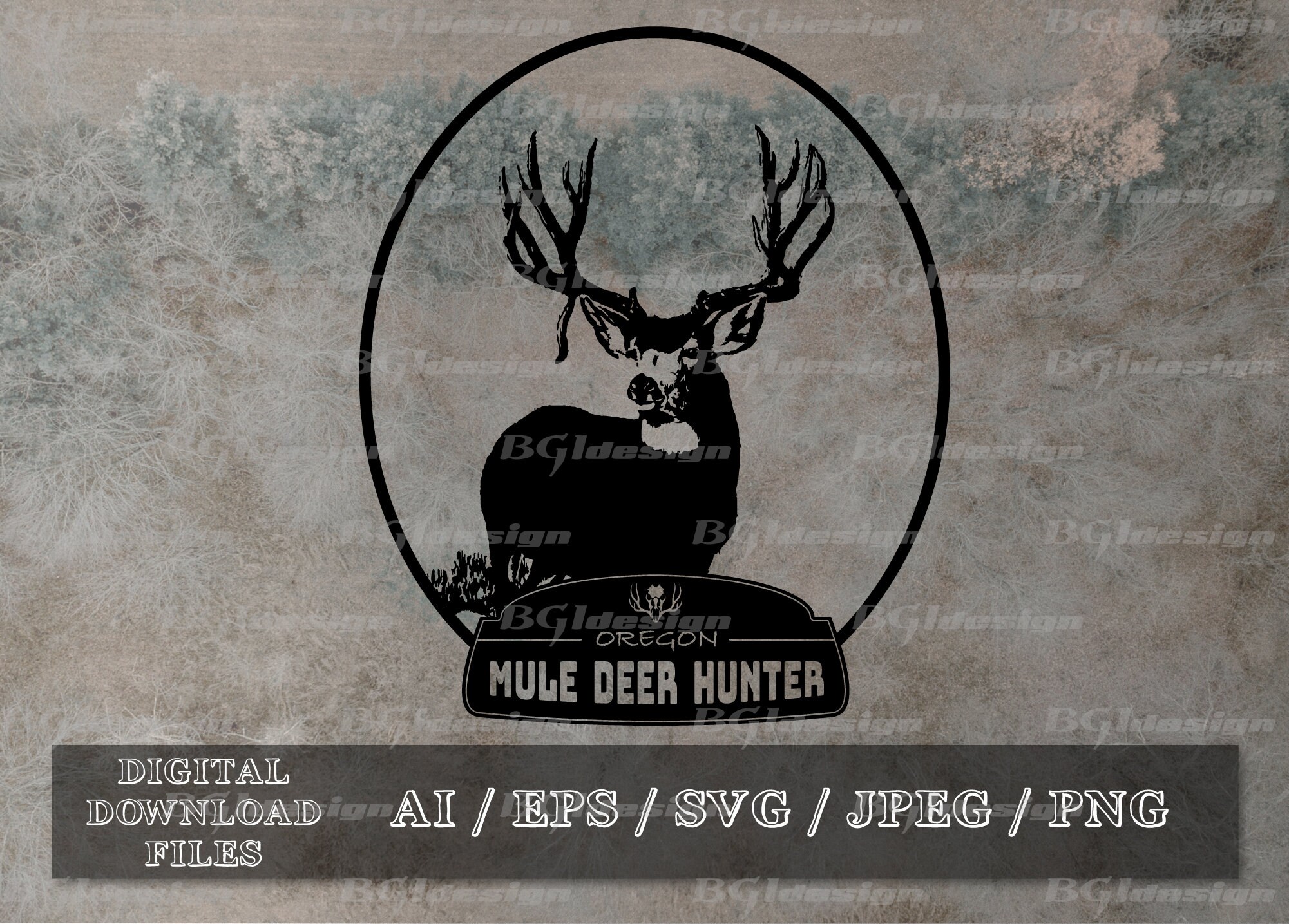 Mule Deer Hunter 2 Vector Eps / Ai / Svg / Png / Jpeg - Etsy