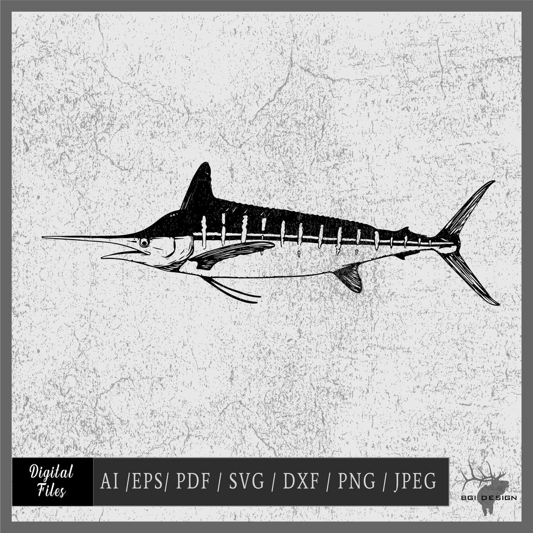 Marlin 01 Vector Eps / Ai / Svg / Dxf / Jpeg / Pdf / Png Fish Fishing ...