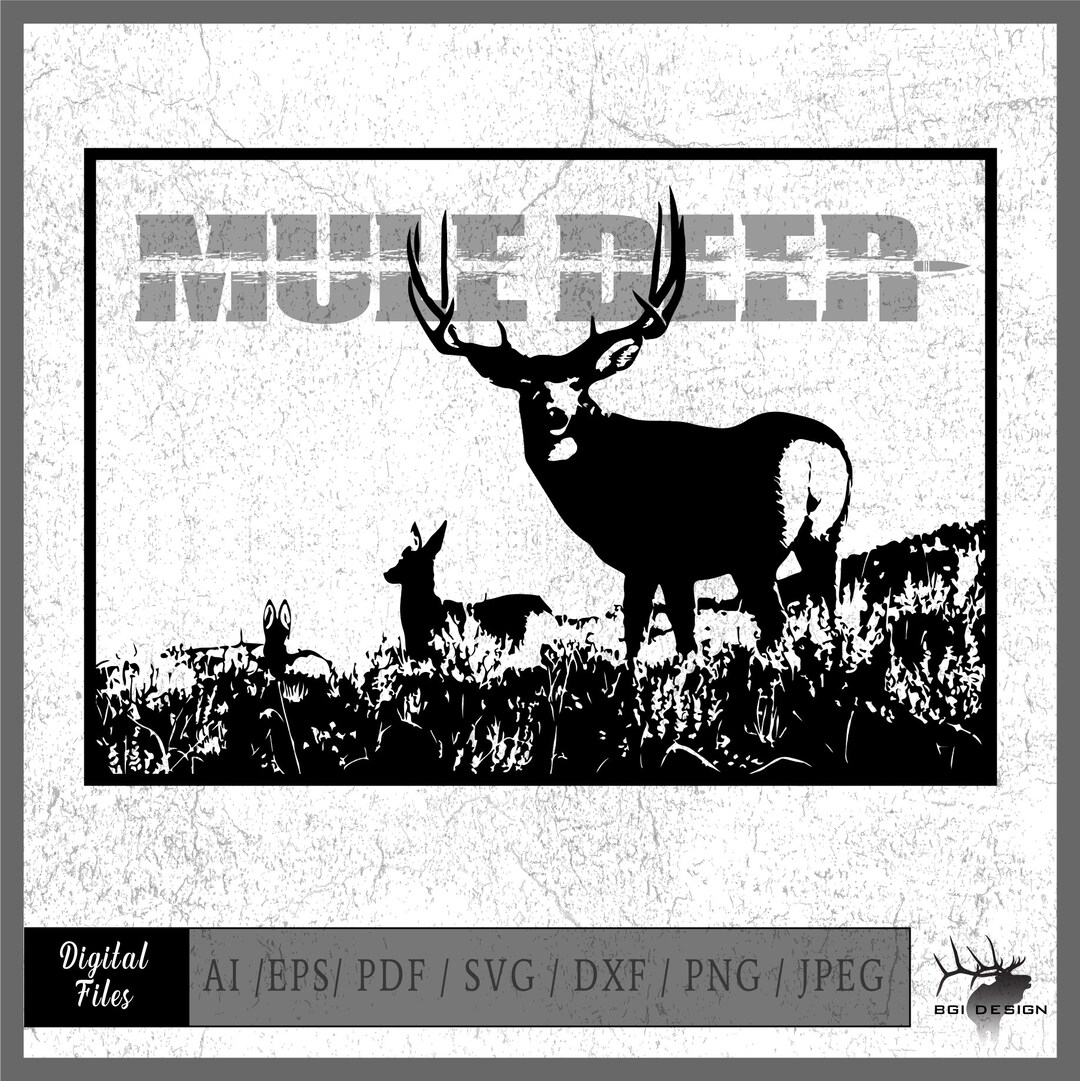 Mule Deer 9 Vector Eps / Ai / Svg / Pdf / Dxf / Png / Jpeg - Etsy