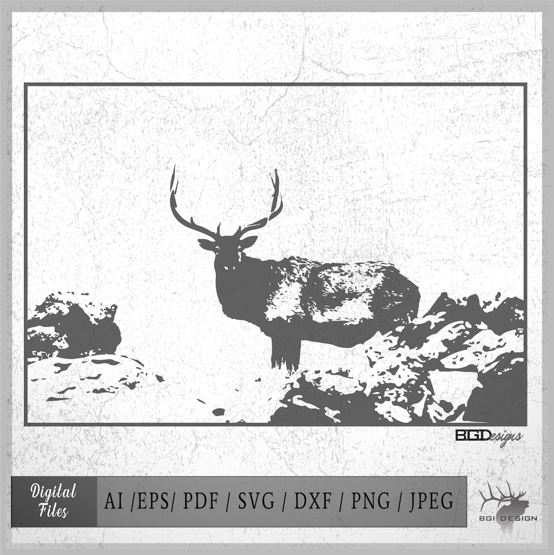 Elk Bull 4435 Vector Eps / Ai / Svg / Pdf / Dxf / Png / Jpeg Bull Elk ...