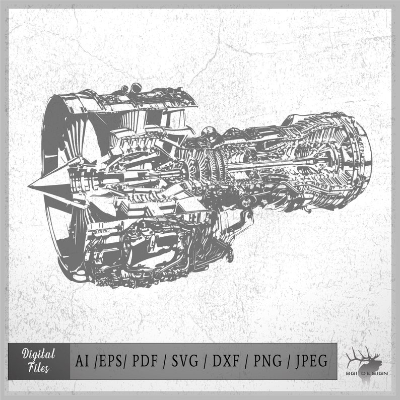 Jet Engine Vector Eps / Ai / Svg / Png / Pdf / Jpeg / Dxf - Etsy