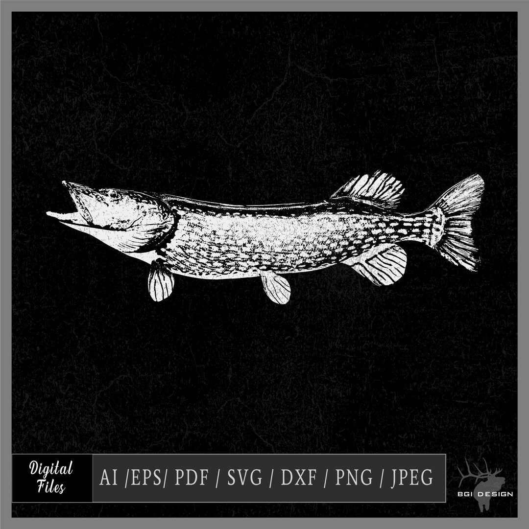 Pike 635D Vector Eps / Ai / Svg / Dxf / Jpeg / Pdf / Png Fish Fishing ...
