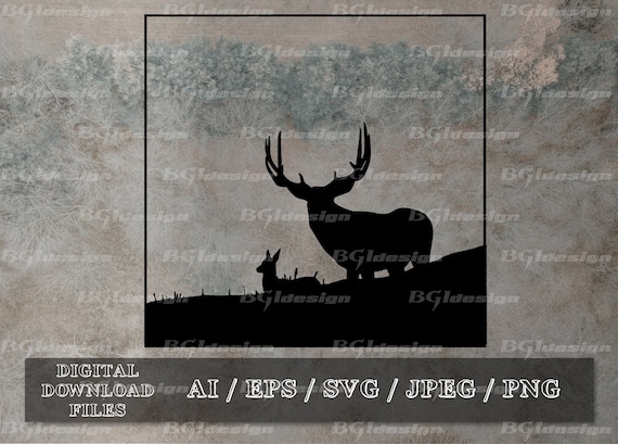 Mule Deer 6 Vector Eps / Ai / Svg / Png Buck Silhouette - Etsy