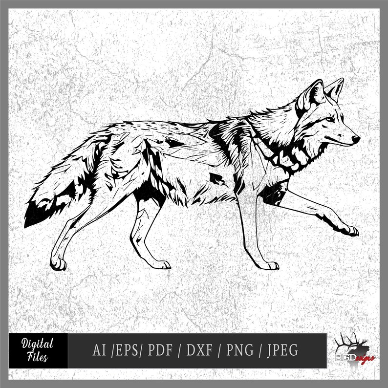 Coyote 02 Vector Eps / Ai / Svg / Dxf / Pdf / Png / Jpeg - Etsy UK