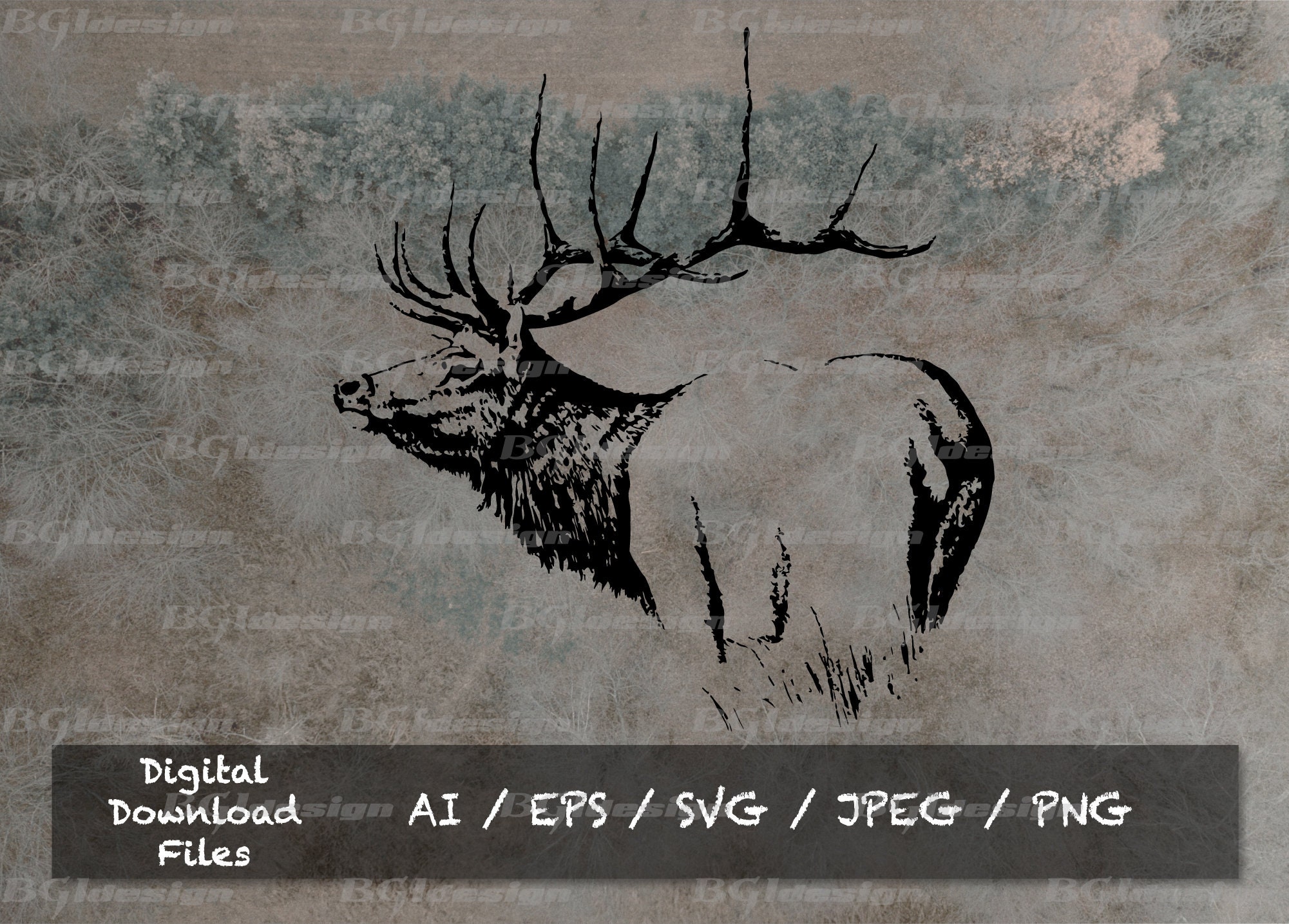 Elk Bull 7 Vector Eps / Ai / Svg / Pdf / Png Bull Elk - Etsy