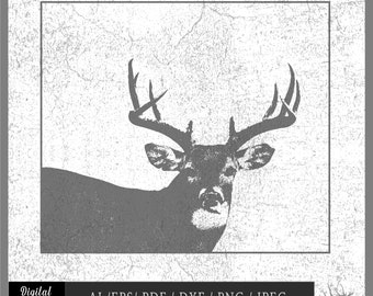 Whitetail Buck Deer Vector Drawing Jpg Svg Png Pdf - Etsy