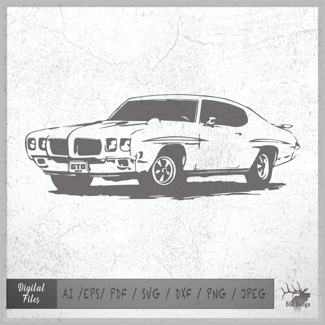 1970 Pontiac GTO Vector Eps / Ai / Svg / Pdf / Dxf / Png / Jpeg Muscle ...