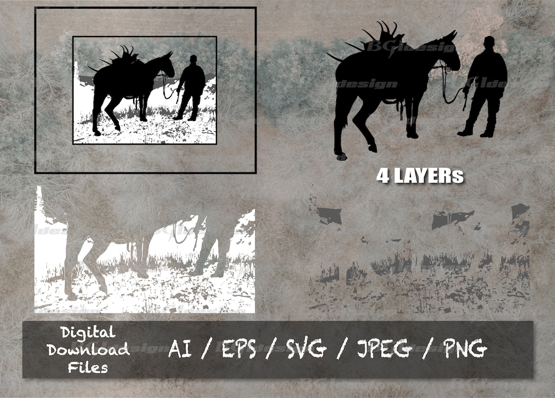 Pack Mule 1 Vector Eps / Ai / Svg / Png Backcountry Hunting - Etsy