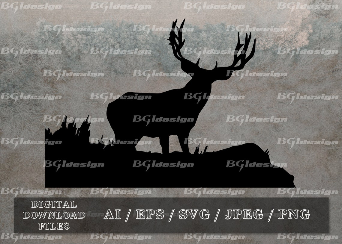 Mule Deer 1 Vector Eps / Ai / Svg / Png Buck Silhouette - Etsy