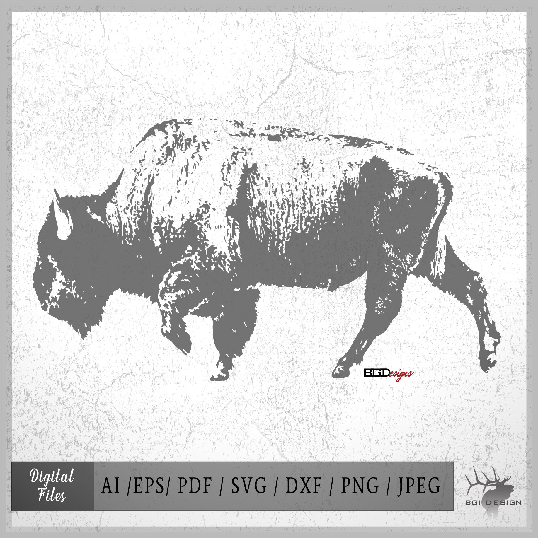 Bison 9 Vector Eps / Ai / Pdf / Svg / Dxf / Png / Jpeg Buffalo - Etsy ...