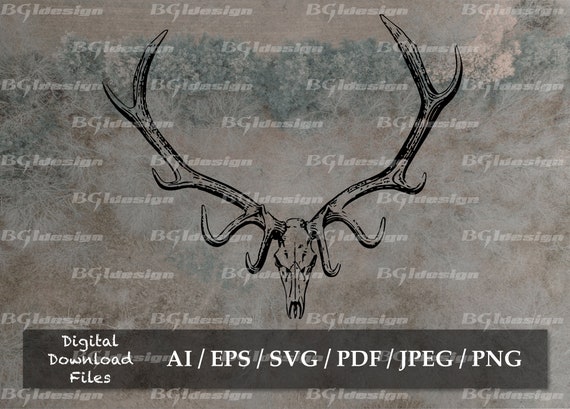 Elk Skull 2 Vector Eps / Ai / Svg / Pdf / Jpeg / Png Elk | Etsy