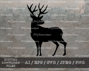 Mule Deer 1 Vector Eps / Ai / Svg / Png Buck Silhouette | Etsy