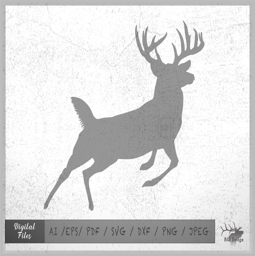 Jumping Deer Vector Eps / Ai / Svg / Pdf / Dxf / Png / Jpeg Running ...