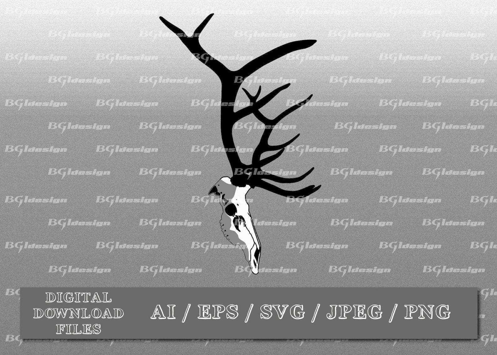 Elk Skull 1 vector eps / ai / svg / png Elk silhouette | Etsy