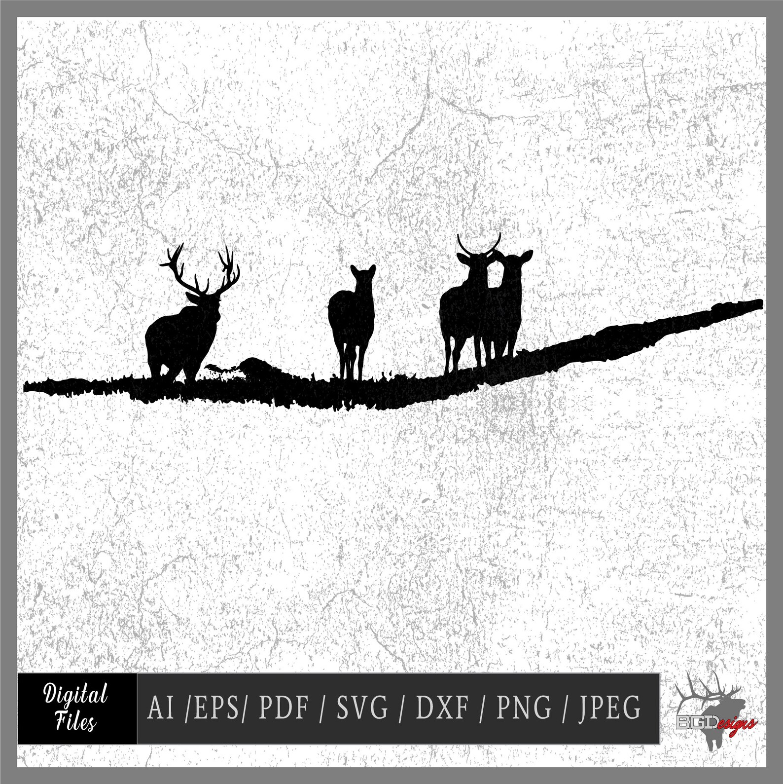 Elk Herd 01 Vector Eps / Ai / Svg / Pdf / Dxf / Jpeg / Png Bull Elk - Etsy