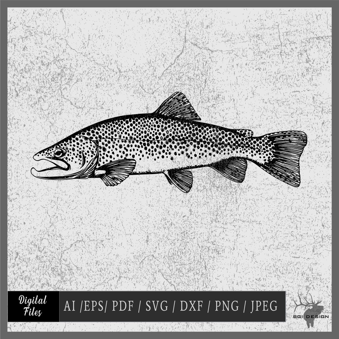 Brown Trout 012 Vector Eps / Ai / Pdf / Dxf / Svg / Png / Jpeg Fish ...