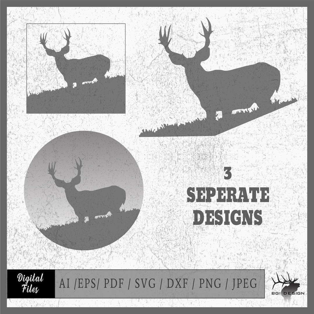 Mule Deer 2 Vector Eps / Ai / Svg / Pdf / Dxf / Png / Jpeg Buck ...