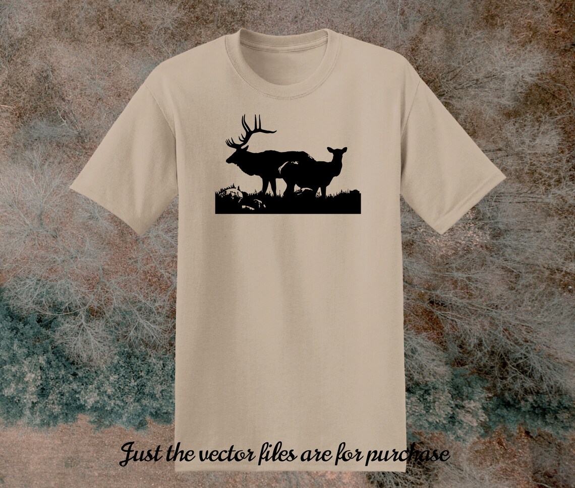 Bull Elk W/cow Vector Eps / Ai / Svg / Png Hunting Wapiti - Etsy