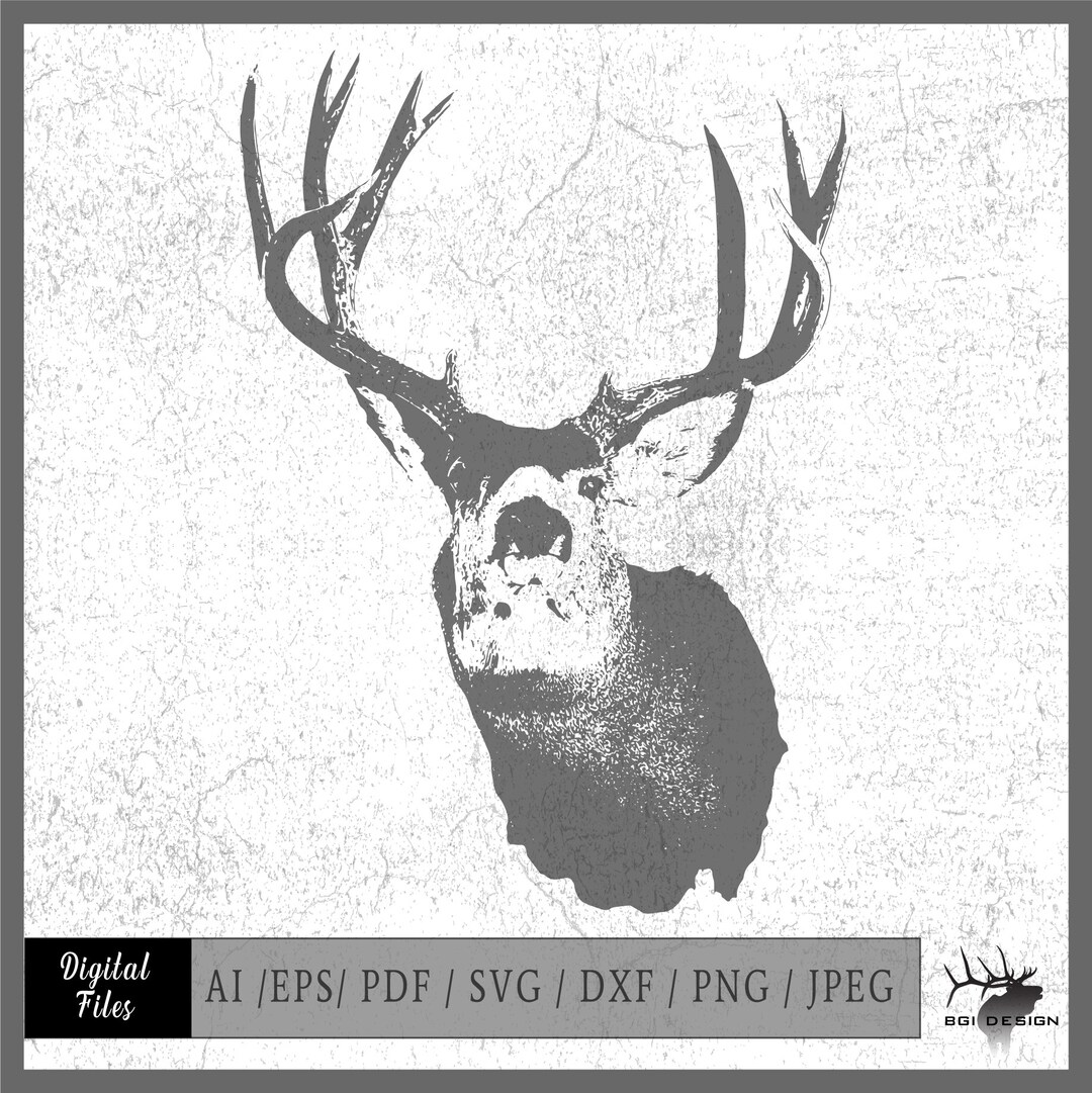 Deerm67 Vector Eps / Ai / Svg / Png Buck Silhouette Mule Deer - Etsy