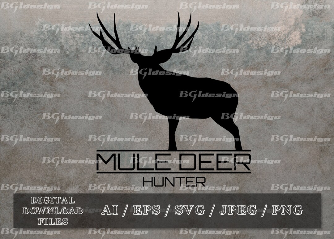 Mule Deer Hunter Vector Eps / Ai / Svg / Pdf / Dxf / Png / Jpeg Buck ...