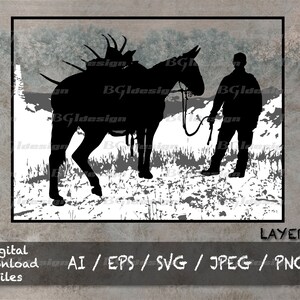 Pack Mule 1 Vector Eps / Ai / Svg / Png Backcountry Hunting - Etsy