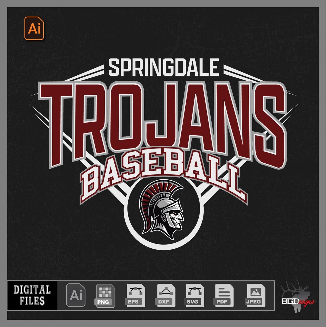 Trojan Baseball Vector Files Eps / Ai / Svg / Pdf / Dxf / Png / Jpeg - Etsy