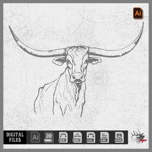 Longhorn 9017799 Vector Eps / Ai / Pdf / Dxf / Svg / Png / Jpeg Bull - Etsy