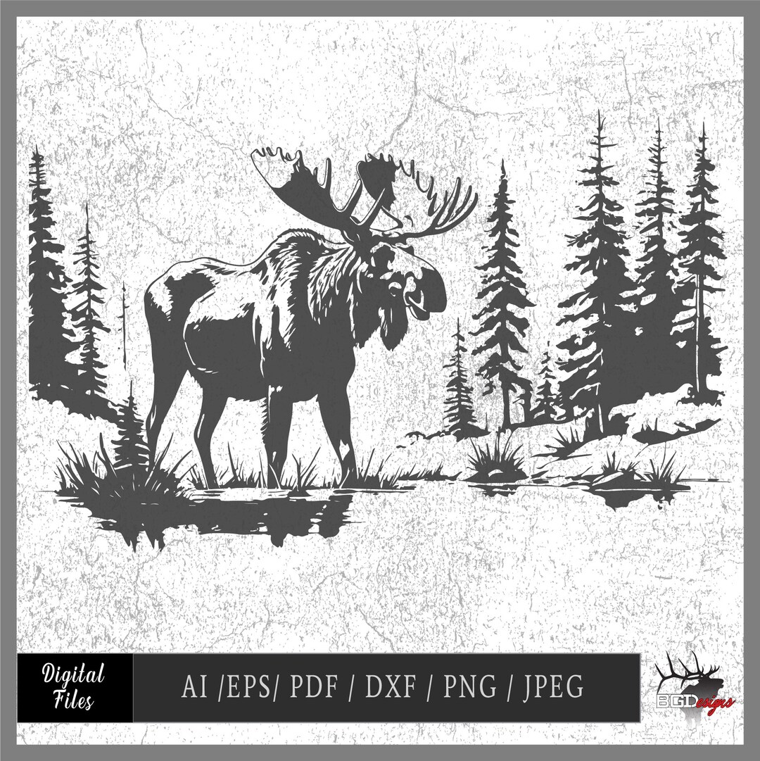 Moose 670A Vector Eps / Ai / Dxf / Svg / Pdf / Png / Jpeg - Etsy