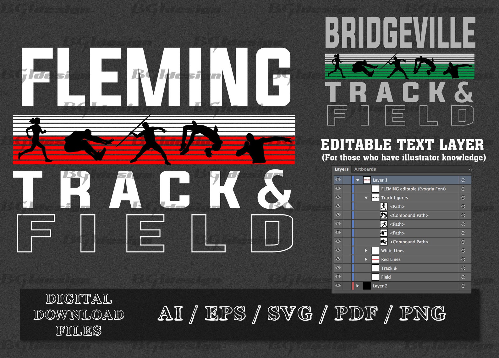Track & Field Vector Files .ai / .eps / Pdf / Svg / Jpeg / Png - Etsy