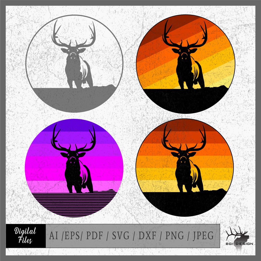 Elk SUN Vector Eps / Ai / Svg / Pdf / Dxf / Png / Jpeg Bull Elk - Etsy