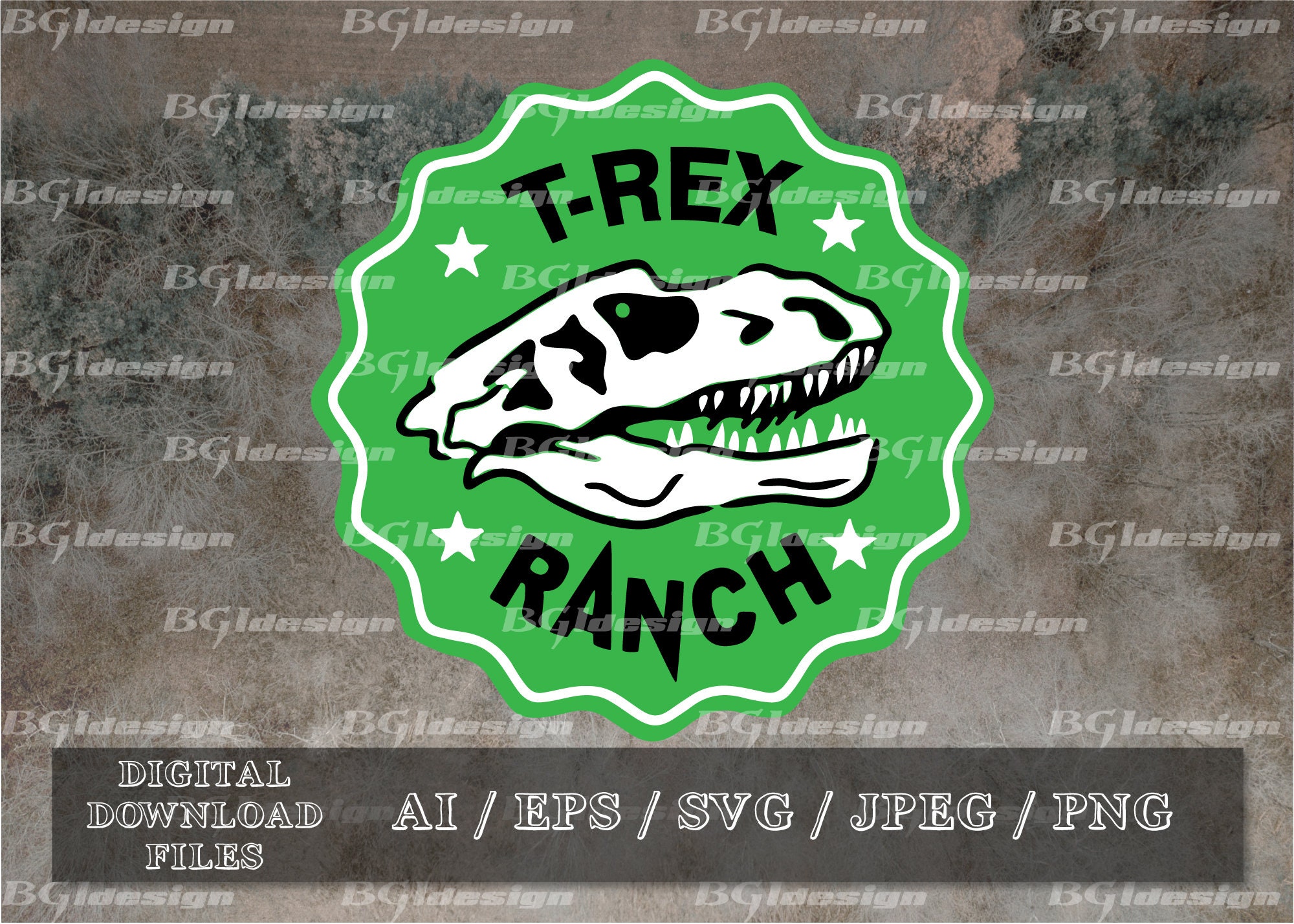 T-rex Ranch Vector Eps / Ai / Svg / Png Dinosaur | Etsy Canada